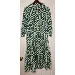 Zara | Dresses | Zara Geometric Print Karen Tiered Midi Shirt Dress ...